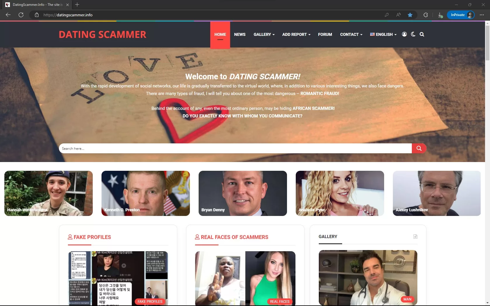 DATINGSCAMMER.INFO - All about romance and other scams